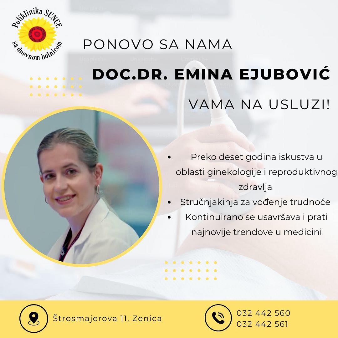 Doc.dr. Emina Ejubović - Spec. ginekologije i akušerstva